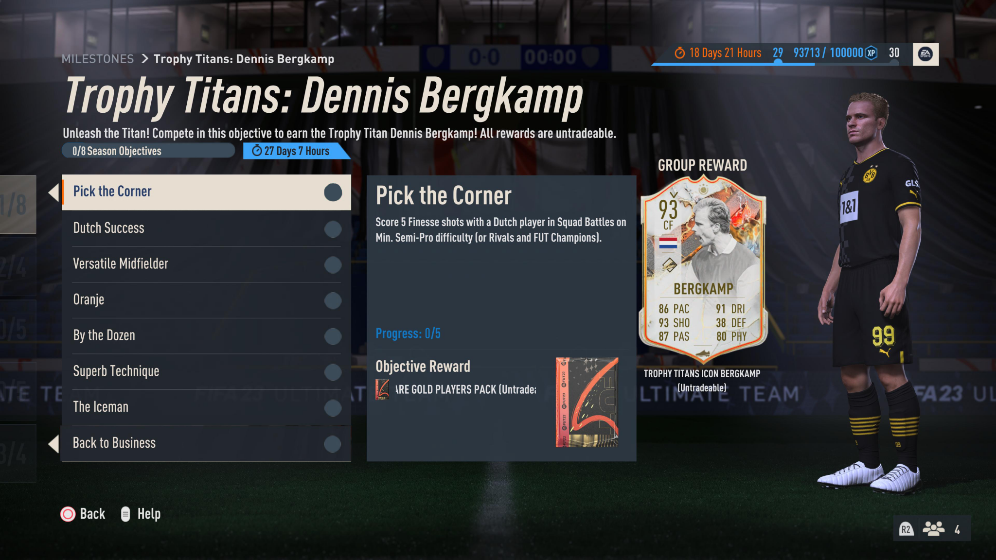 How To Complete Trophy Titans: Dennis Bergkamp In 35 Games - Levelled ...